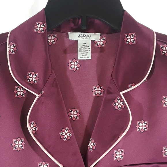 Alfani | Intimates & Sleepwear | Alfani Satin Notch Collar Pajama Set ...